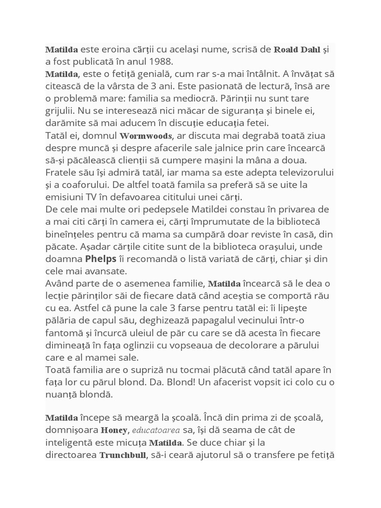 Matilda - Rezumat | PDF
