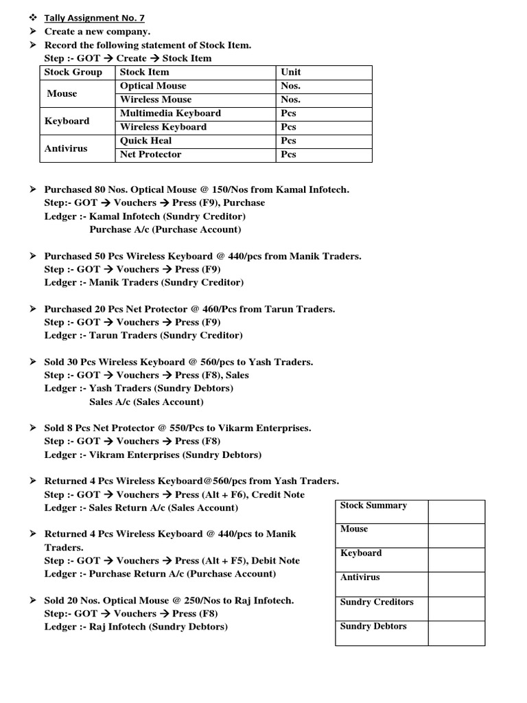 Tally Assignment Pdf 
