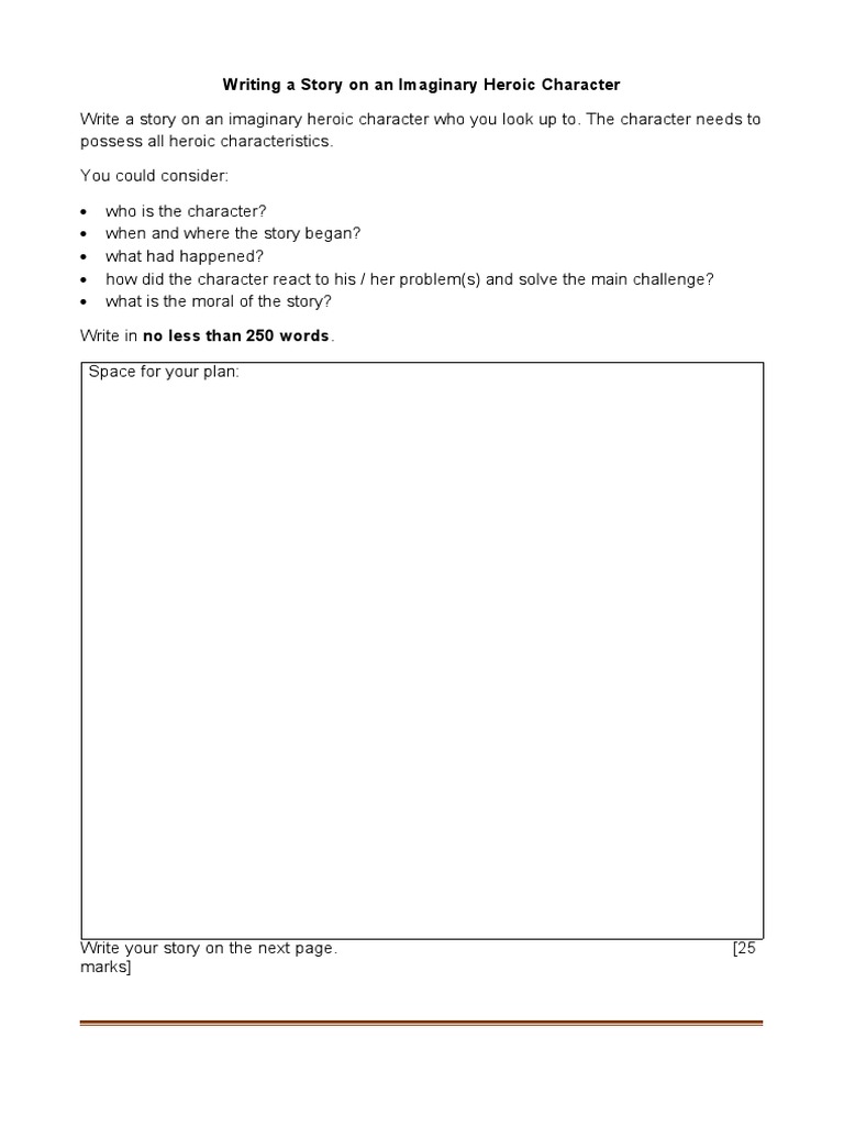 Writing A Story On An Imaginary Heroic Character | PDF
