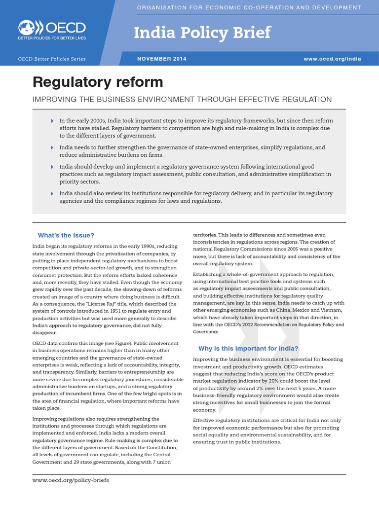 India Improving Business Environment Through Effective Regulation | PDF ...