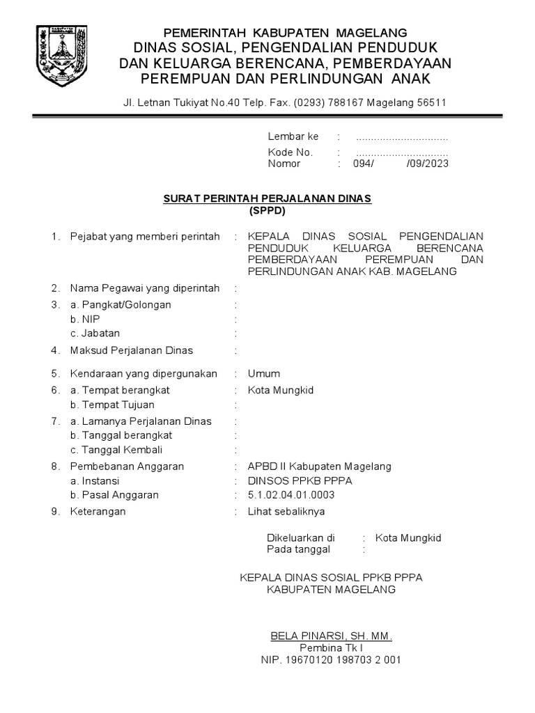 SPPD Kosong Dalam Daerah | PDF