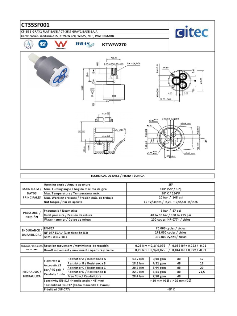 CT35SF001 Technical Sheet | PDF