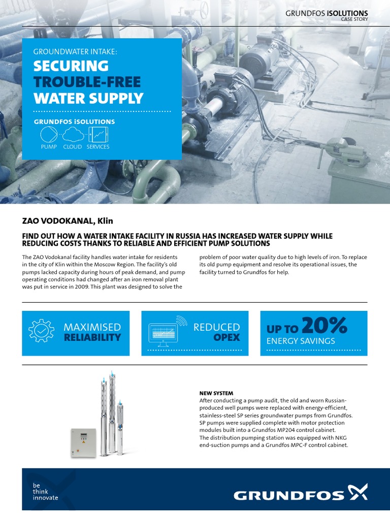 Groundwater Intake - Securing Trouble-Free Water Supply, Zao Vodokanal ...