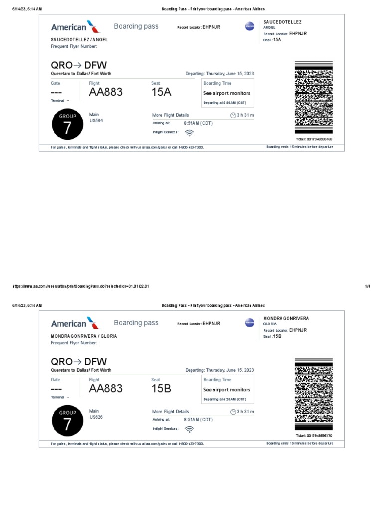 Mom Dad Boarding Passto Arkansas | PDF | American Airlines | Aviation