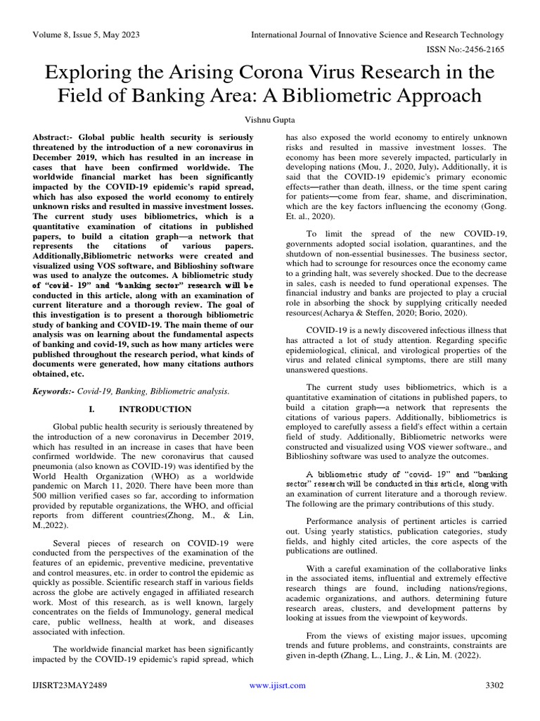 Exploring The Arising Corona Virus Research in The Field of Banking ... Exploring The Arising Corona Virus Research in The Field of Banking ...