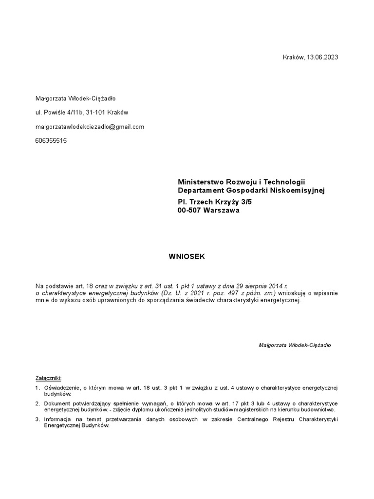 Wniosek o Wpis Wykaz Swiadectwa | PDF