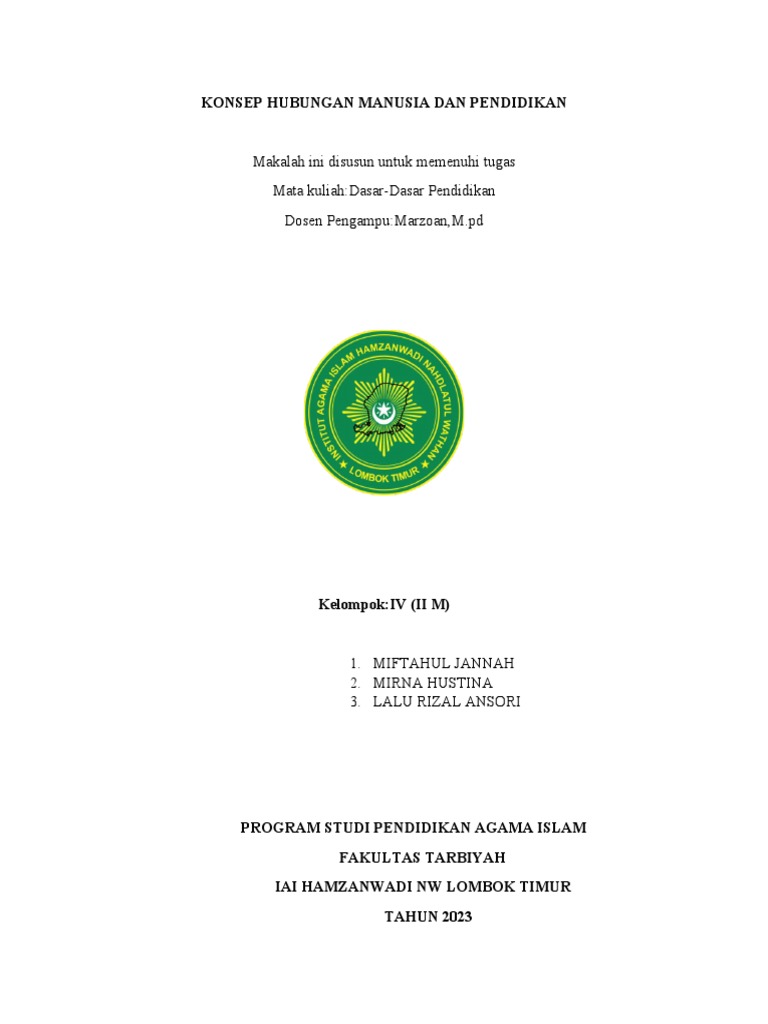 Konsep Hubungan Manusia Dan Pendidikan | PDF