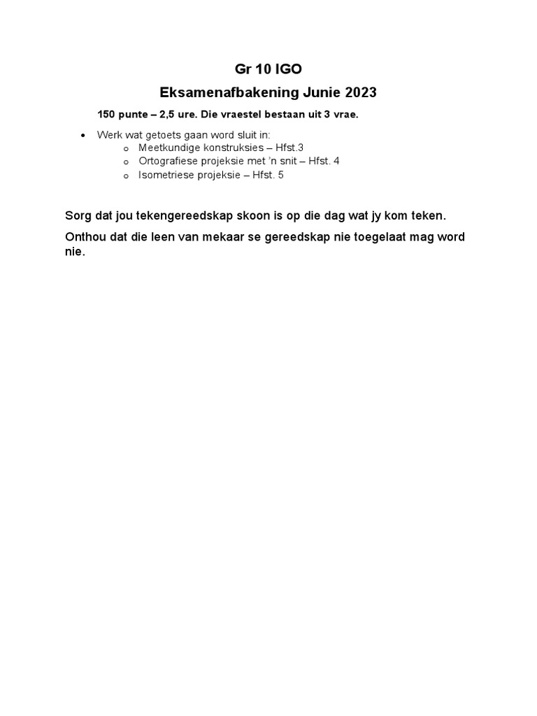GR 10 IGO. Eksamen Afbakening Junie 2023 2 | PDF