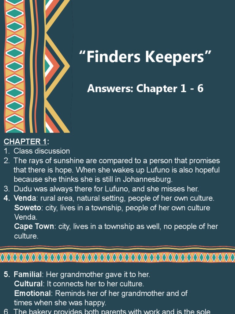 Finders Keepers Answers Ch.1 - 6 | PDF | Language Arts & Discipline | Art