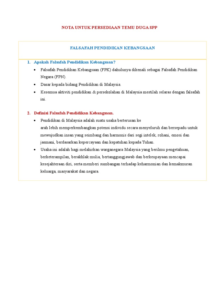 Nota Untuk Persediaan Temu Duga SPP | PDF