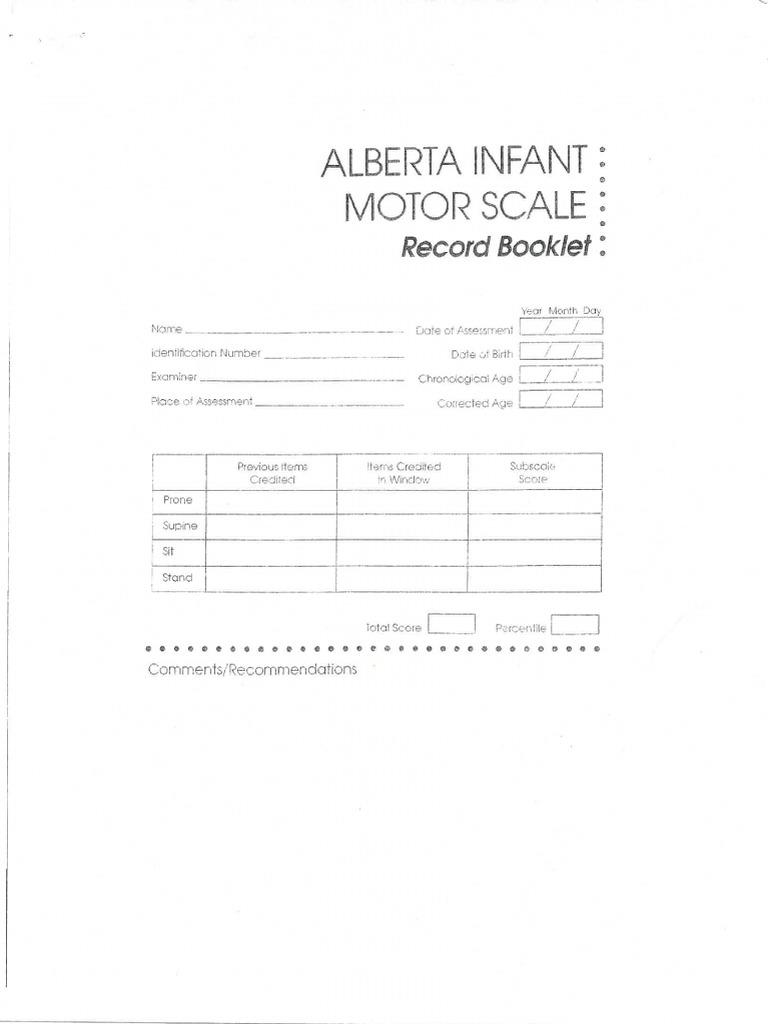 Alberta Infant Motor Scale | PDF
