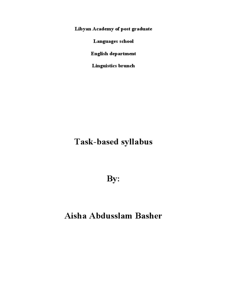 Advantages and Disadvantages of Task-Based Syllabus | PDF | Learning ...
