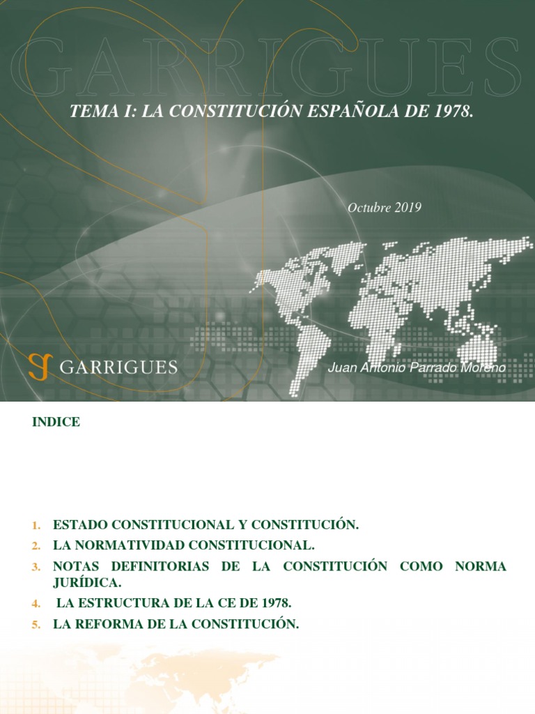 Tema 1. La Constitución Española de 1978 | PDF | Constitución | Fuentes ...