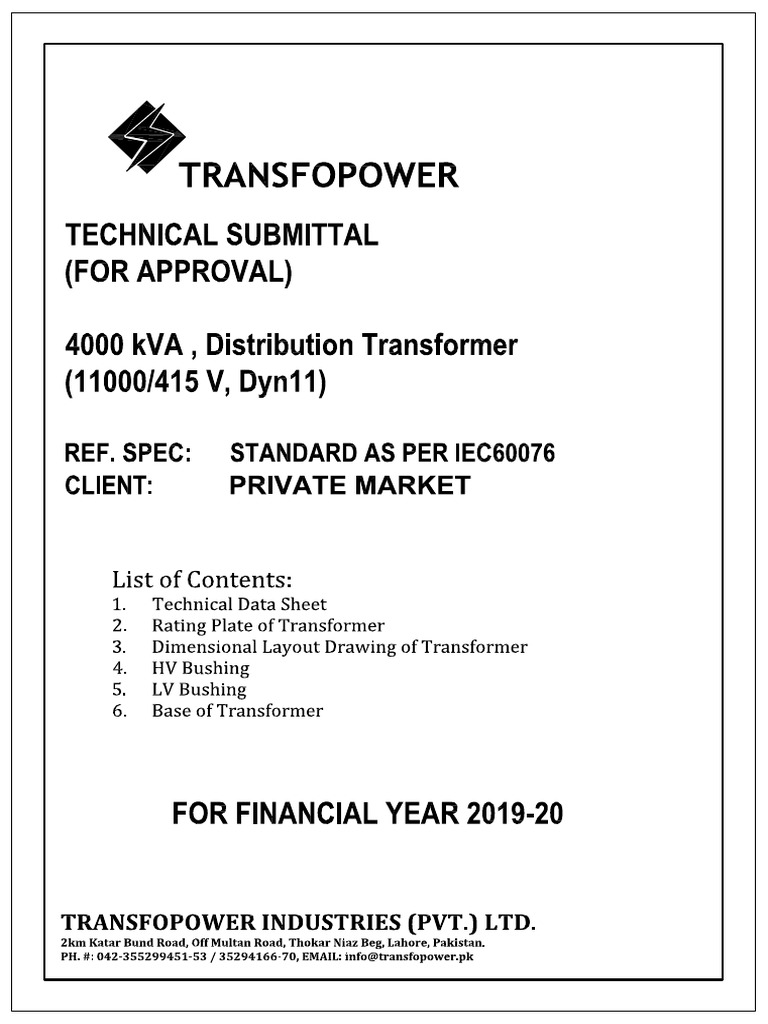 IEC 60076 Transformer Technical Data | PDF | Transformer | Equipment