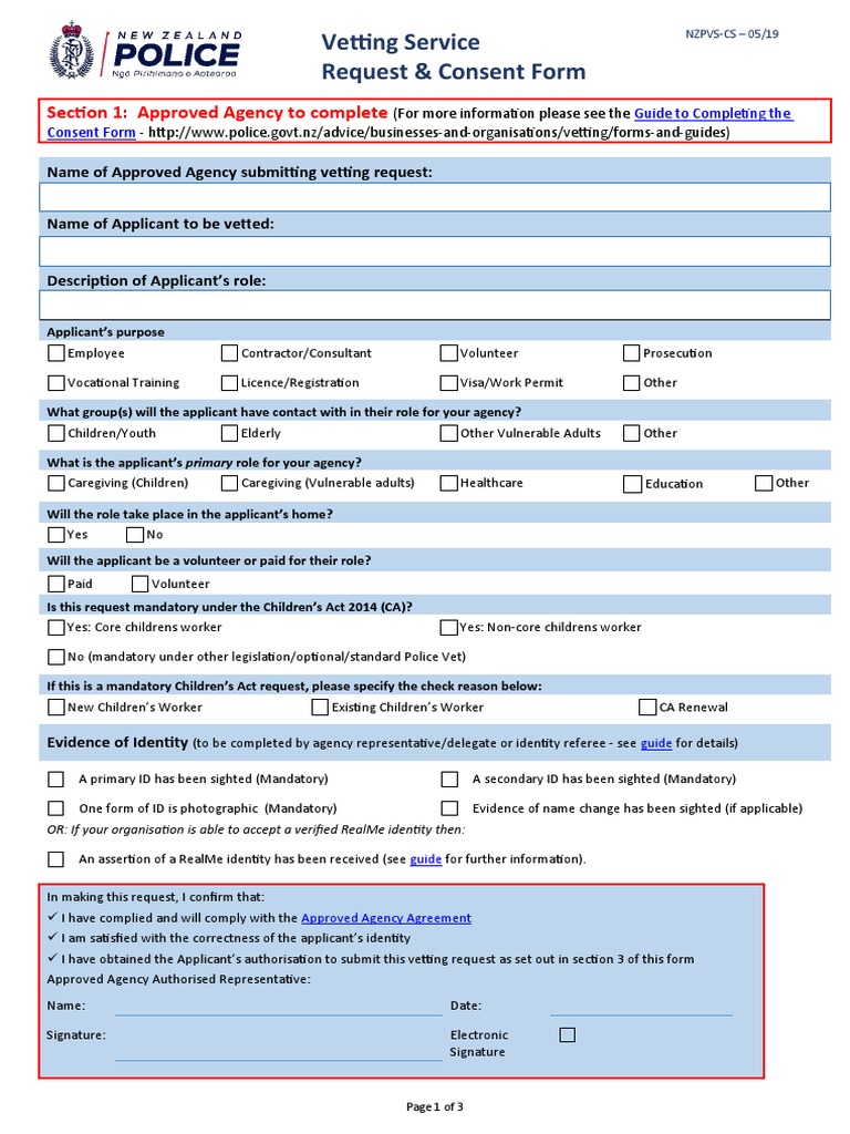 Pvs Vetting Request and Consent Form | PDF