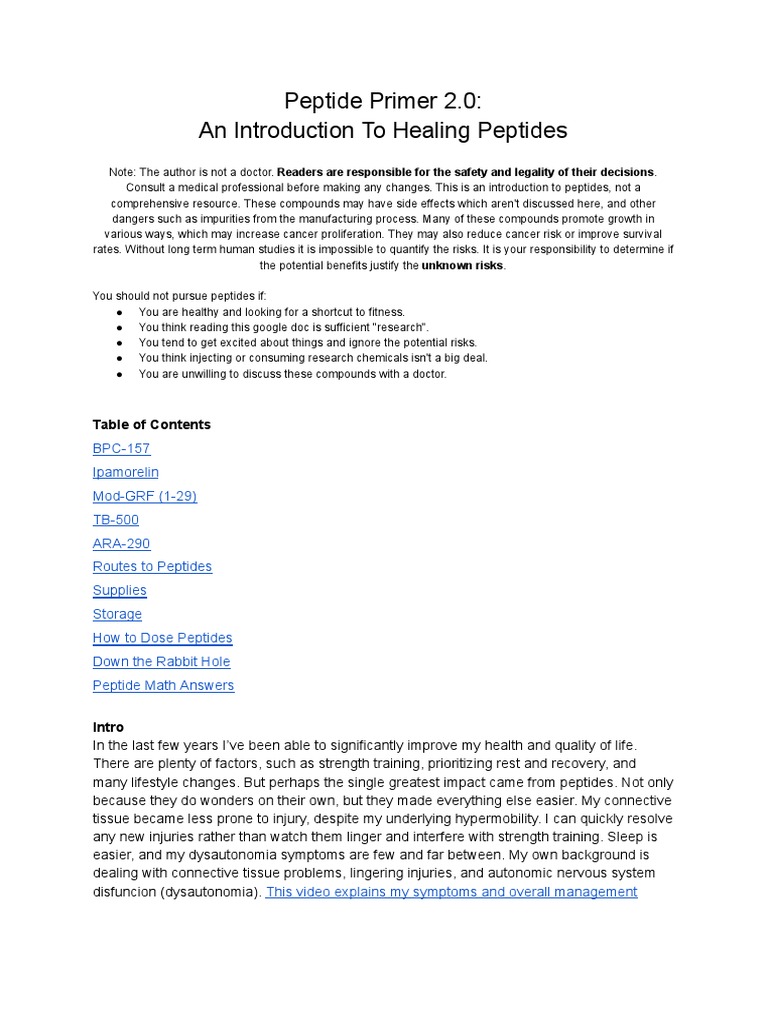 Peptide Primer: Healing Peptides Guide | PDF
