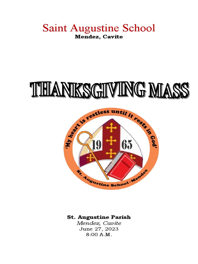 Thanksgiving Mass at St. Augustine School | PDF | Eucharist | Jesus