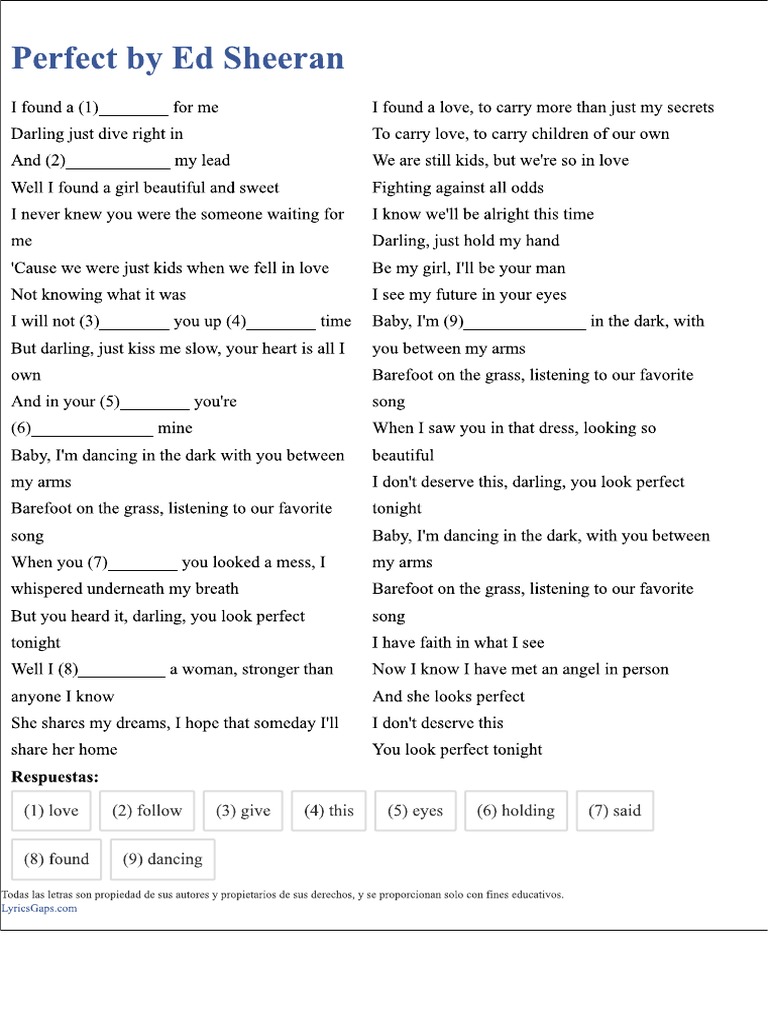 Ed Sheeran - Perfect | PDF