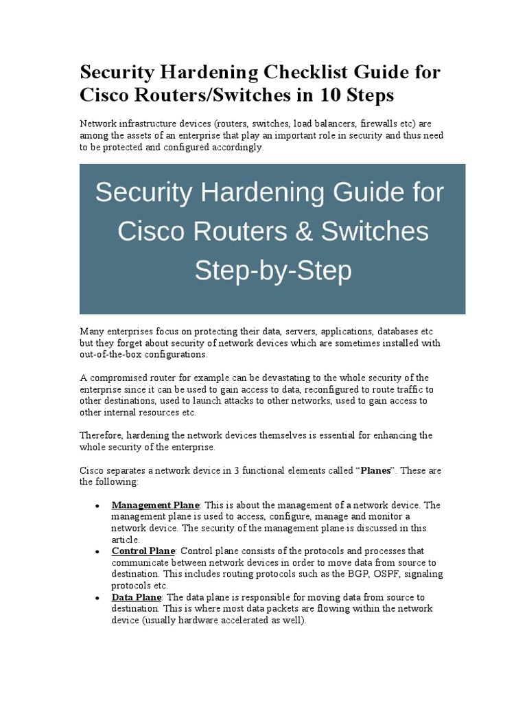 Security Hardening Checklist Guide For Cisco Routers | PDF | Computer Network | Radius