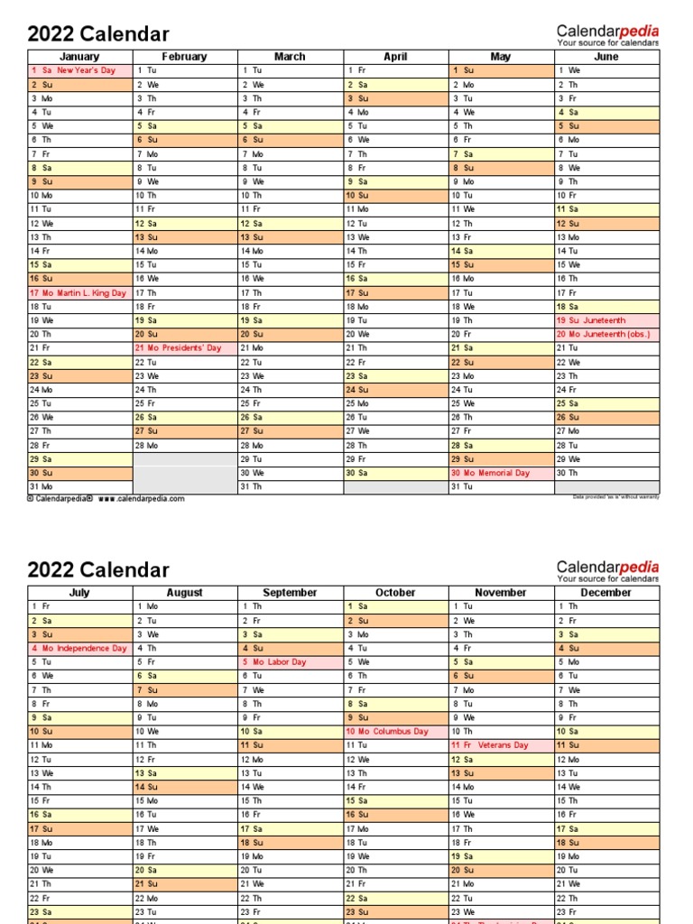 2022 Calendar Landscape 2 Pages | PDF