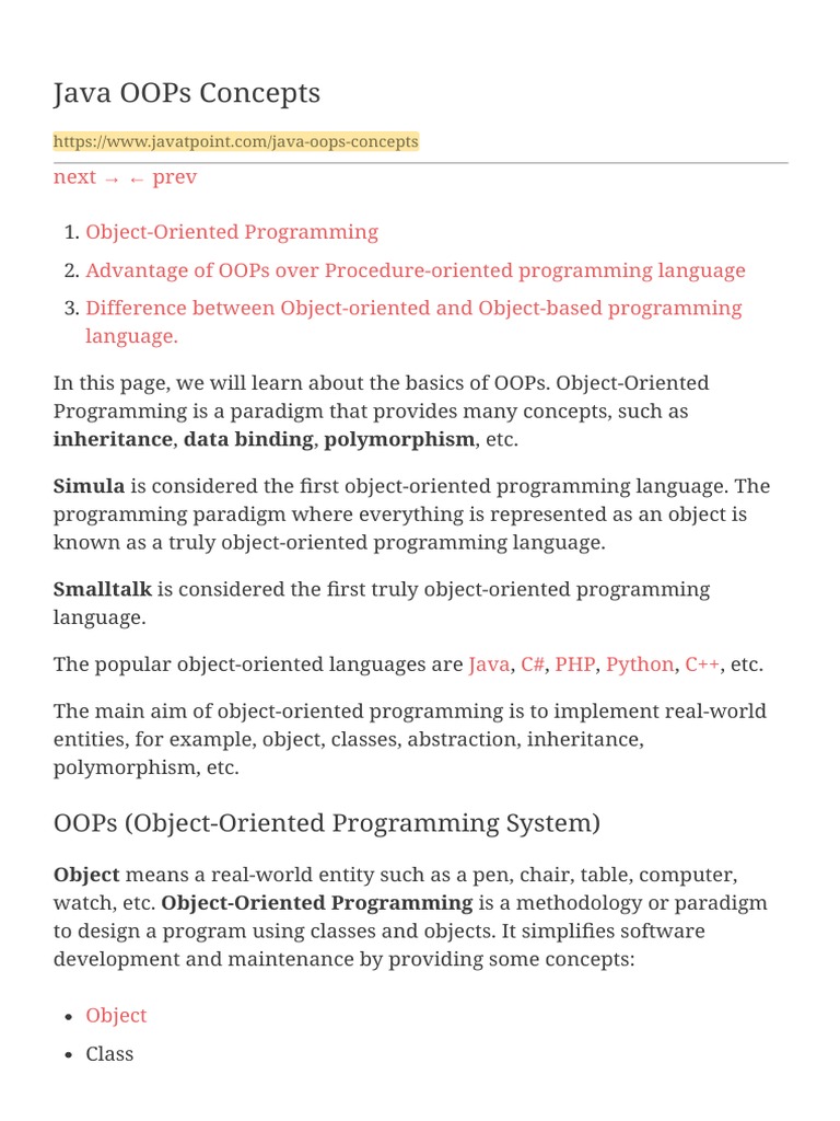 Oops Pdf Object Oriented Programming Method Computer Programming 7291