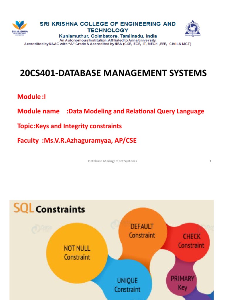 Keys & Integrity Constraints | PDF | Relational Database | Software Engineering