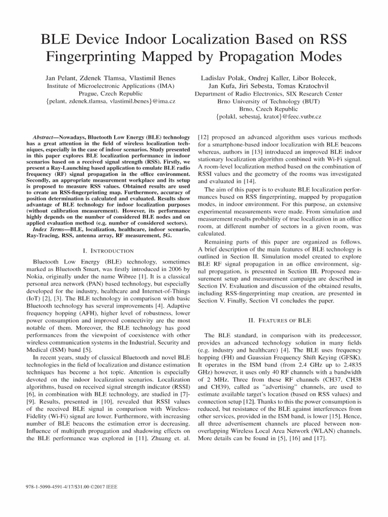 Ble Device Indoor Localization Based On Pdf