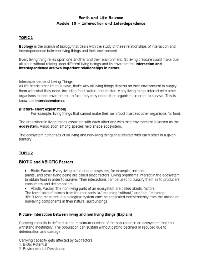 Interaction and Interdependence | PDF | Ecosystem | Natural Environment