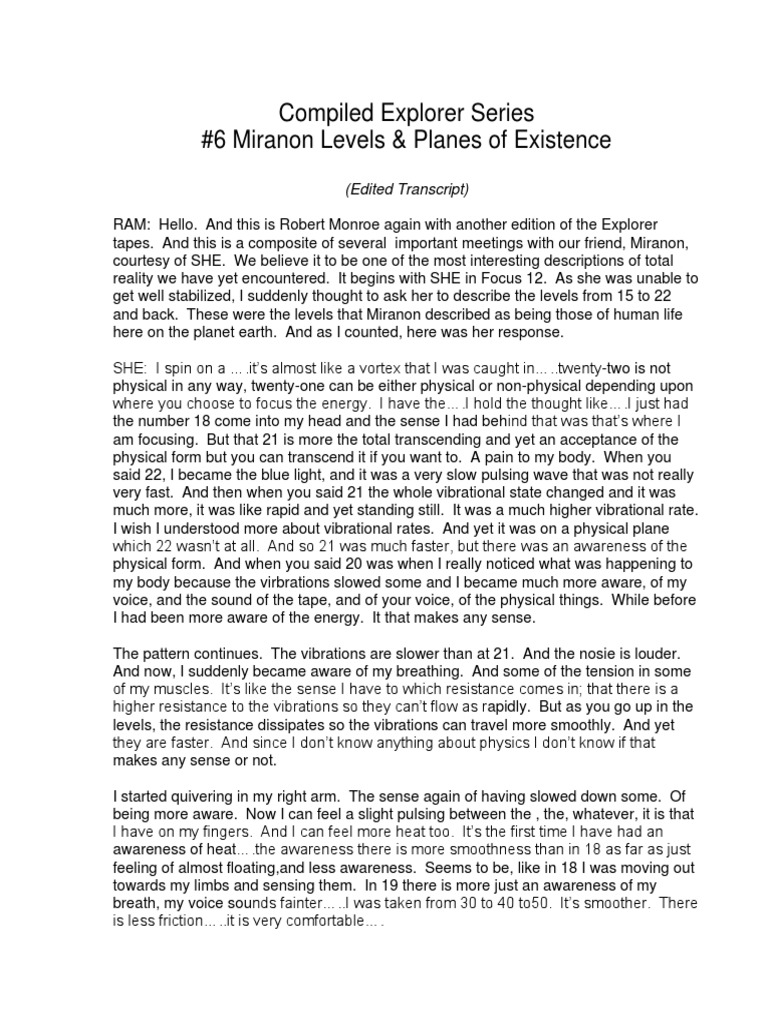 06 - Miranon Levels & Planes of Existence (Edited Transcript) | PDF