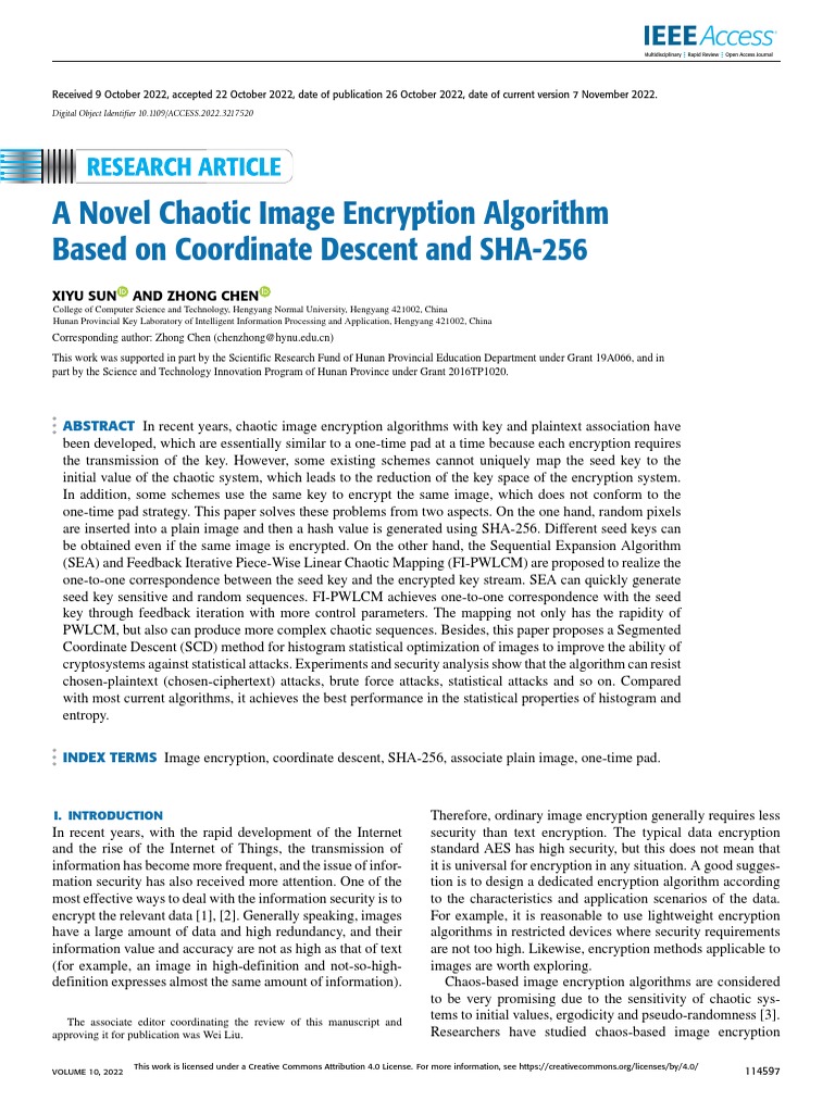A Novel Chaotic Image Encryption Algorithm Based On Coordinate Descent And 