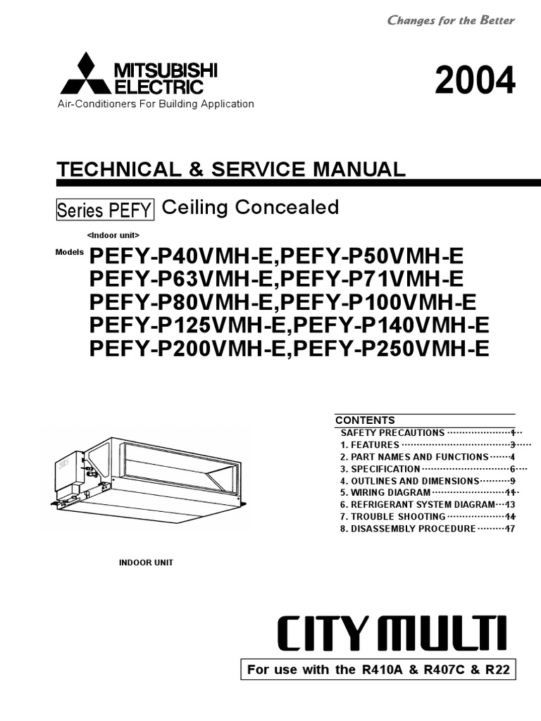 Mitsubishi PEFY Series Installation Manual | PDF | Pipe (Fluid ...
