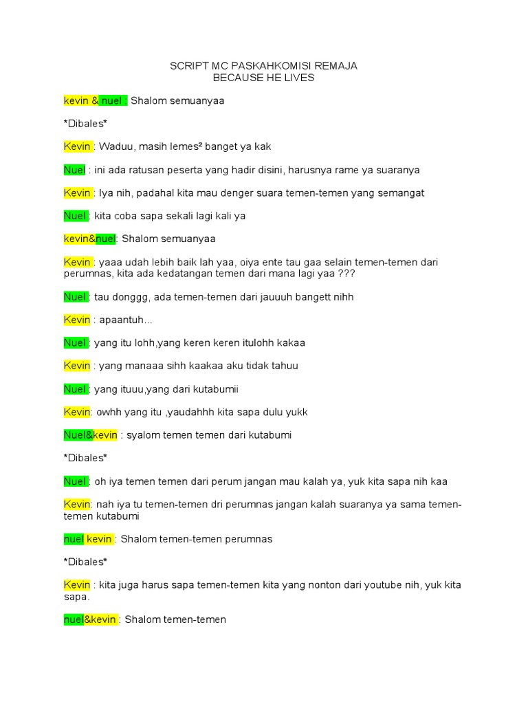 Script MC Paskah | PDF | Agama & Spiritualitas