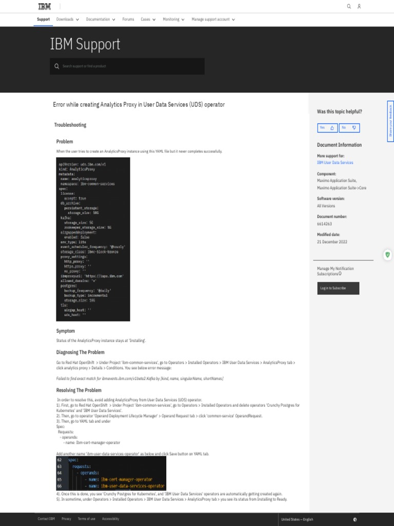 Error While Creating Analytics Proxy in User Data Services (UDS ...