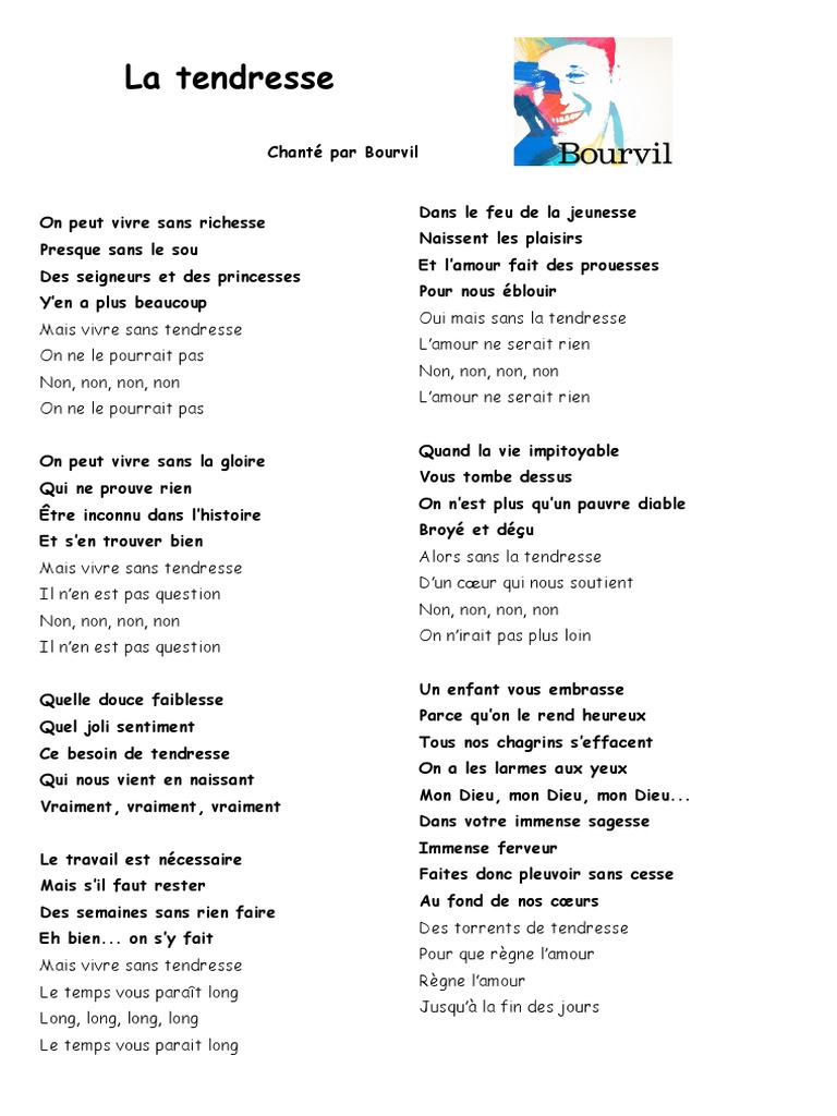 la-tendresse-paroles | PDF | Amour