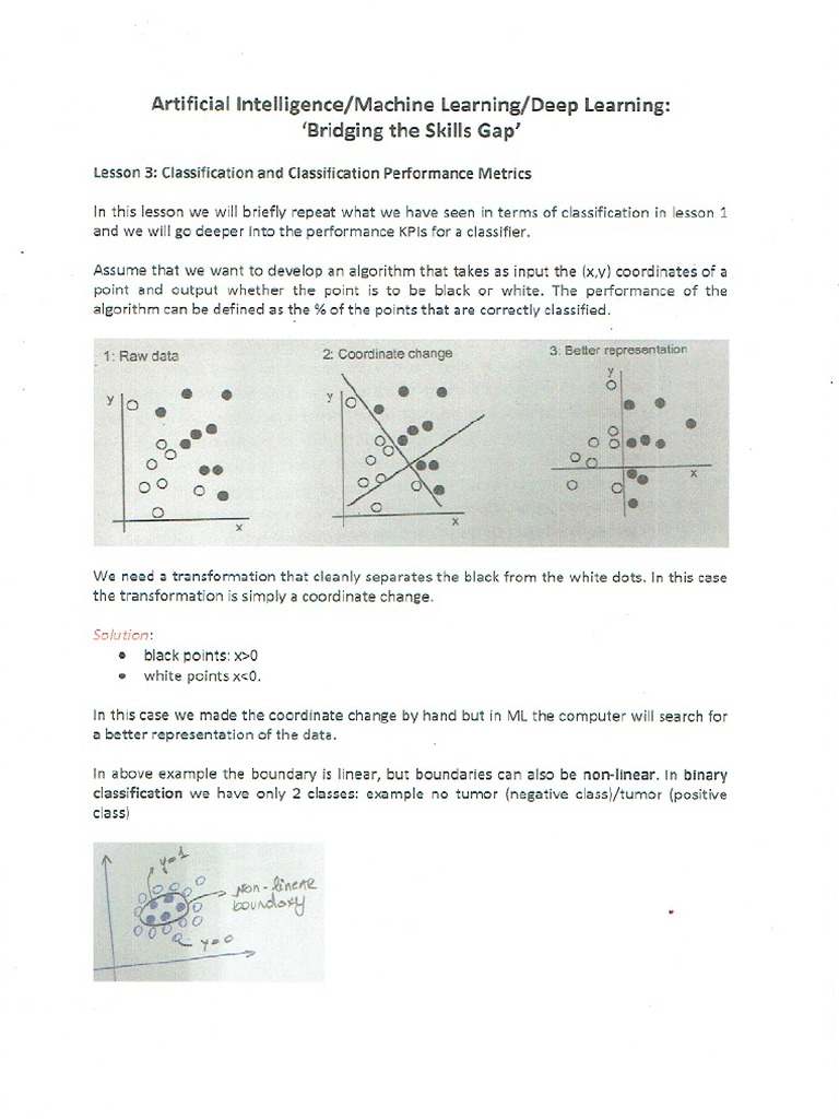 Lesson 3 - Classification and Classification Performance Metrics | PDF