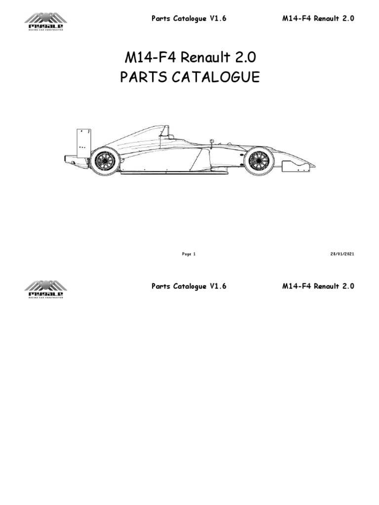 Mygale m14-f4 Parts Catalogue Renault 2.0 v1.6 | Download Free PDF | Screw | Mechanical Engineering