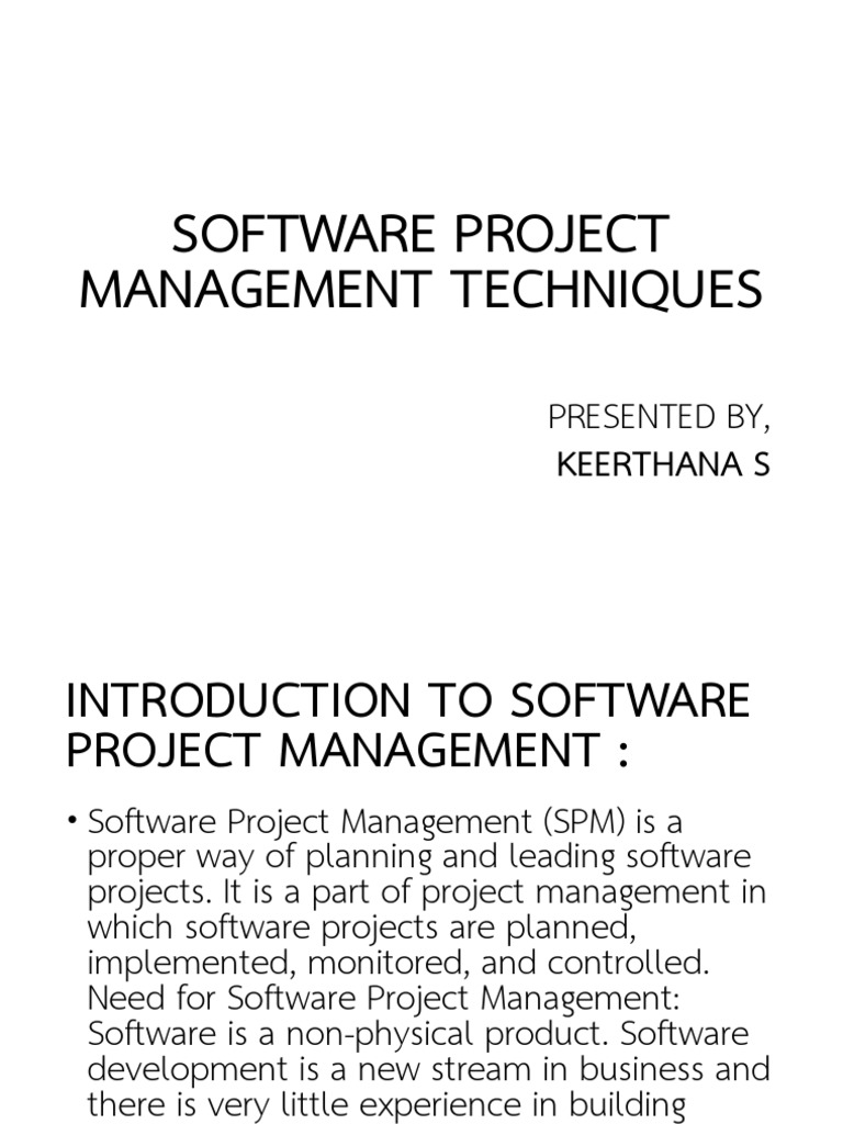 Software Project Management Techniques | PDF | Project Management | Risk Management