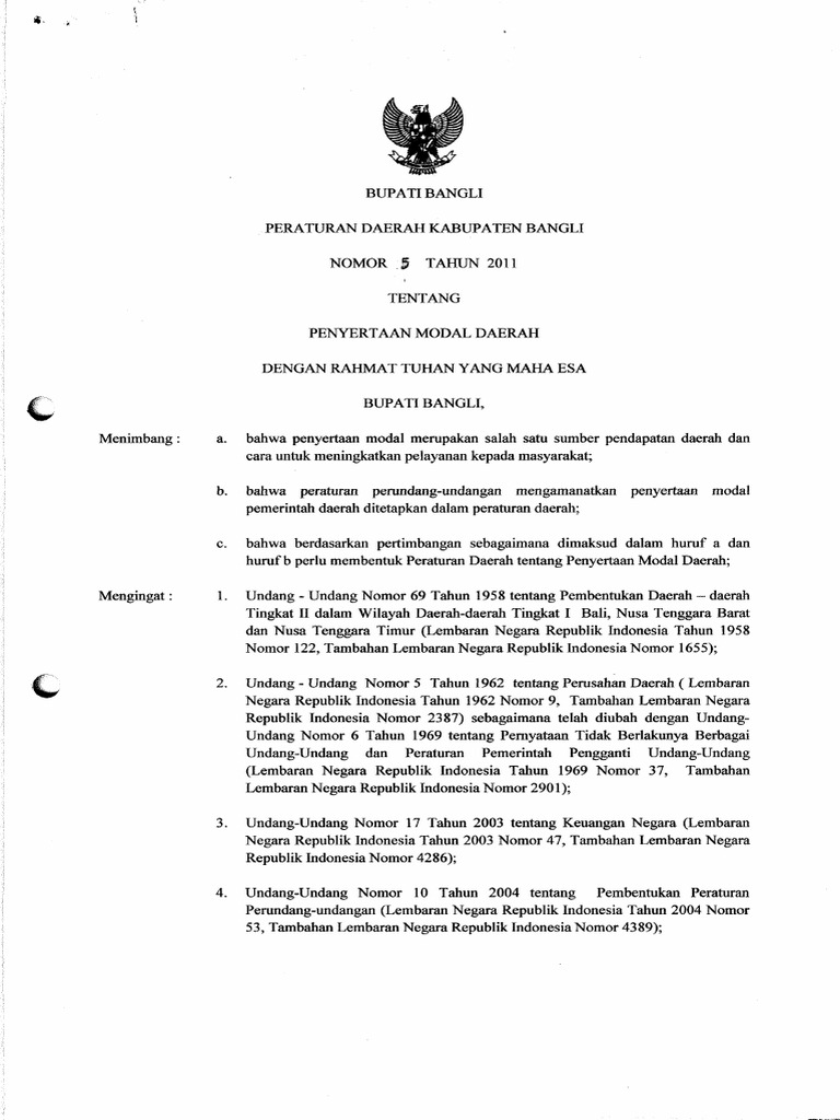 Perda No. 5 Th. 2011 | PDF