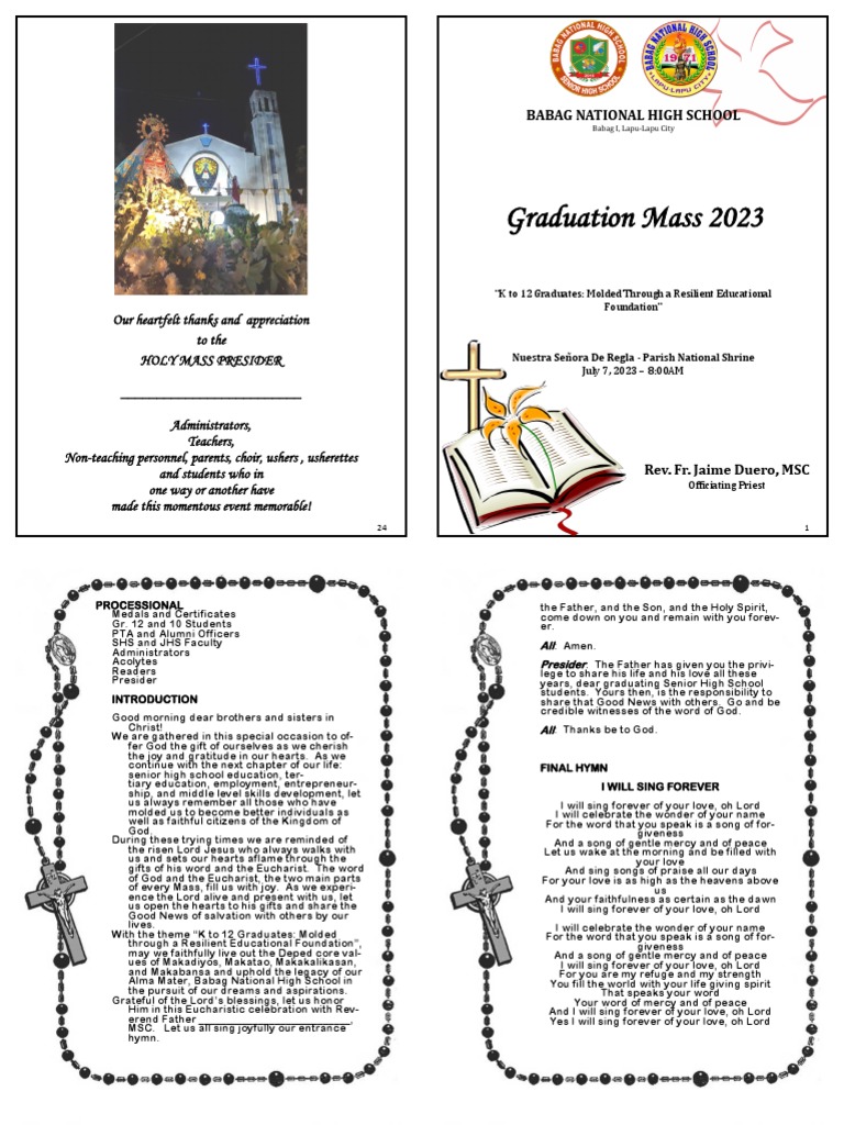 MASS BOOKLET FOR STUDENTS 2022-2023 | PDF | Glory (Religion) | Eucharist