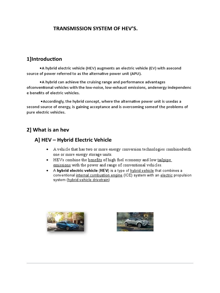 HEV Transmission System Overview | PDF | Hybrid Electric Vehicle ...