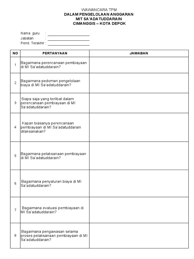 Wawancara TPM Dengan Guru | PDF