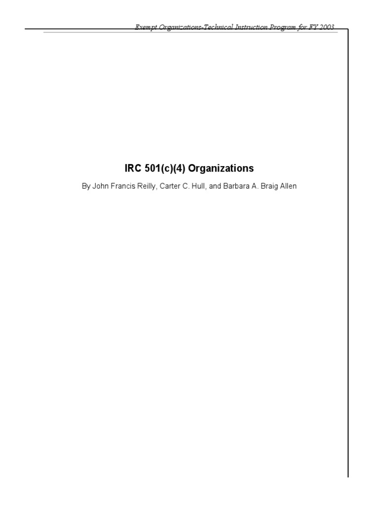 IRC 501 C 4 Organizations | PDF | 501(C) Organization | Tax Exemption