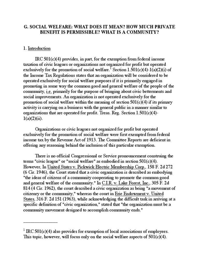 Social Welfare What Does It Mean | PDF | 501(C) Organization | Tax ...