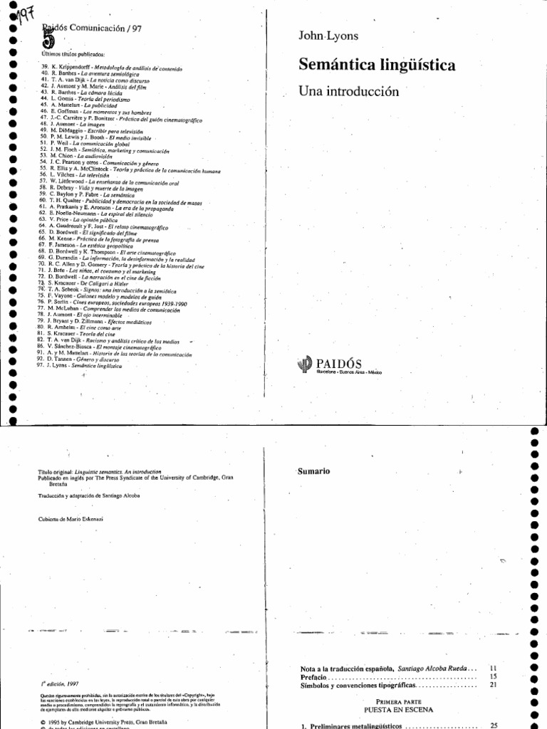 Lyons - Semántica Lingüística | PDF