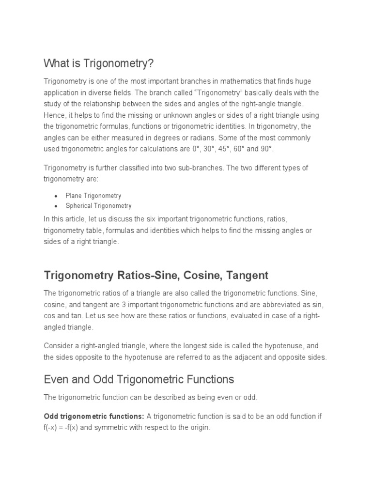 Maths Trigonometry Introduction | PDF | Trigonometric Functions | Trigonometry