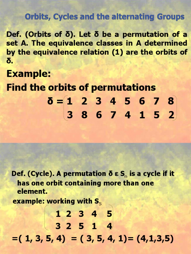 Orbits Cycles and Alternating Groups | PDF | Permutation | Functions And Mappings