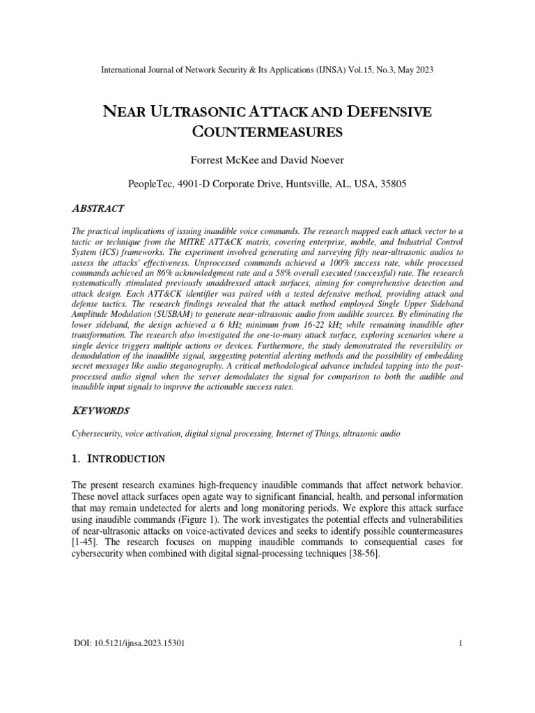 Near Ultrasonic Attack and Defensive Countermeasures | PDF | Computer Security | Security