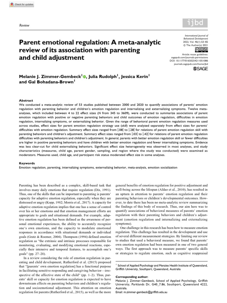 Parent Emotion Regulation & Child Adjustment | PDF | Self-Improvement