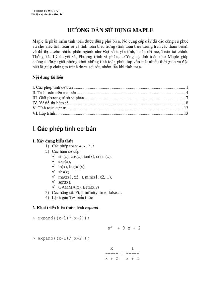 TL1 - Hướng Dẫn Sử Dụng Maple | PDF