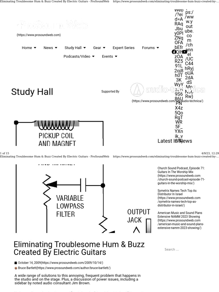 Eliminating Troublesome Hum & Buzz Created by Electric Guitars - ProSoundWeb | PDF